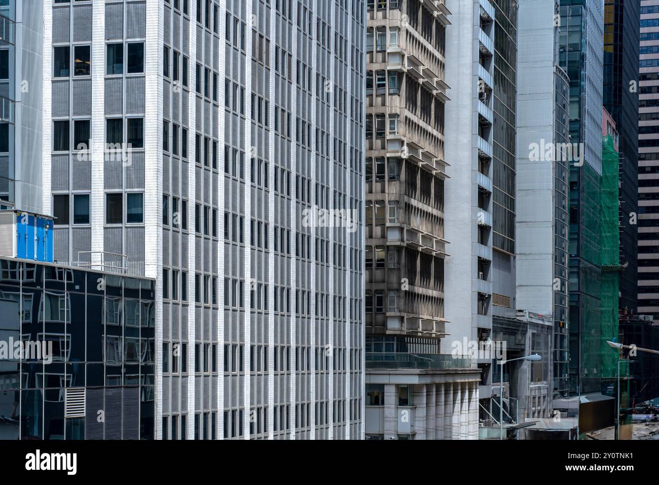 Modern skyscrapers in Hong Kong, China, with a mix of glass and ...