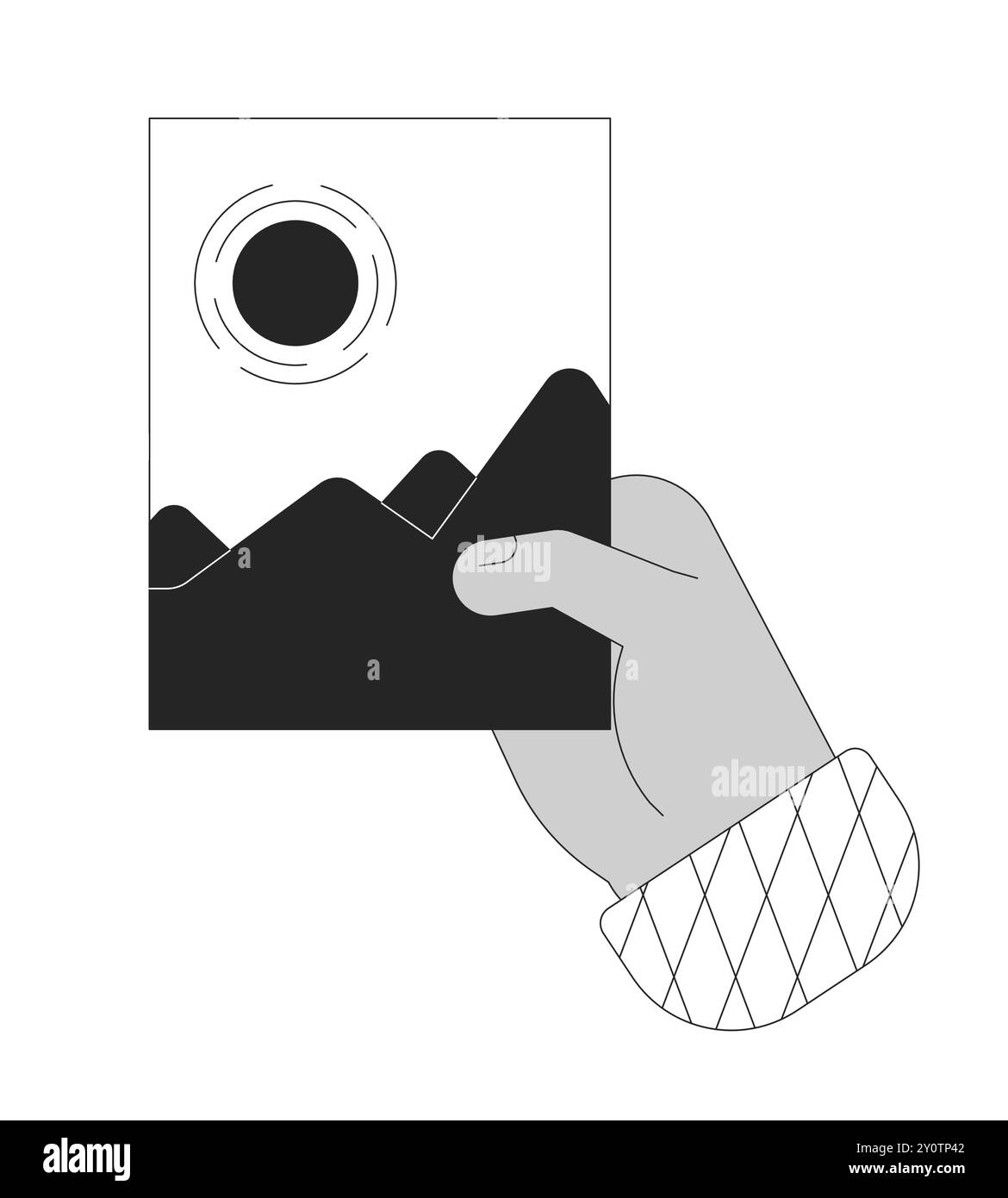 African american person hand holding landscape picture outline ...