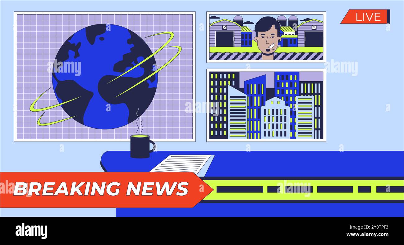 Headlines breaking news studio flat illustration Stock Vector Image ...