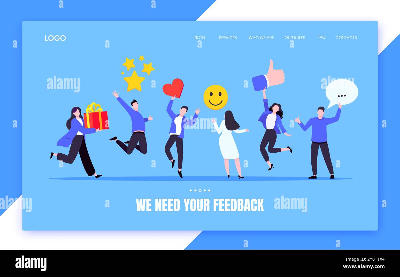 Employee feedback work satisfaction survey business concept flat vector ...