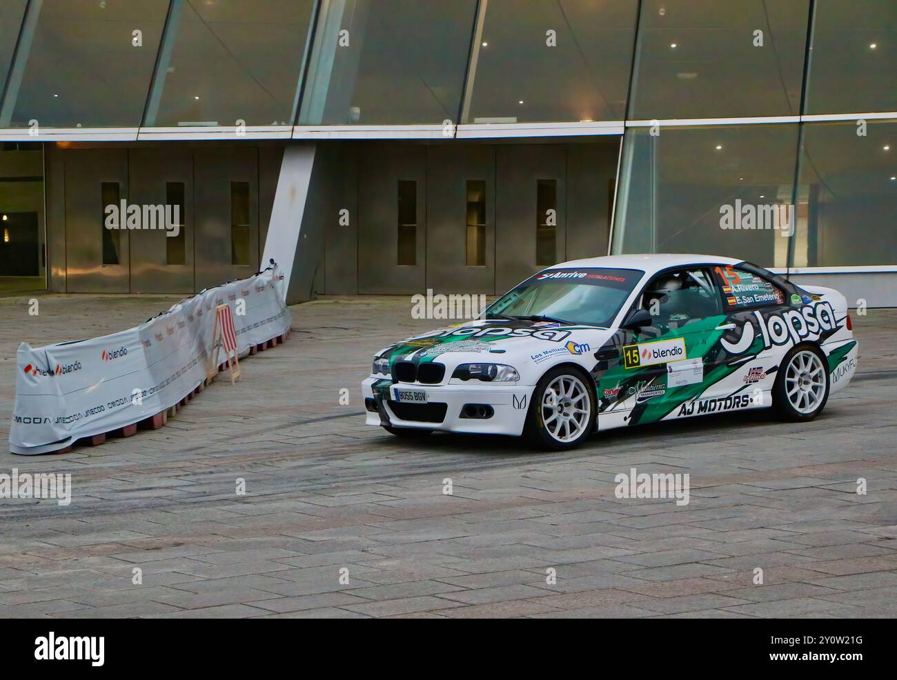 Angel Rivero Vega driving a Bmw M3 E46 rally car in a special stage of the 17th Cristian Lopez ...