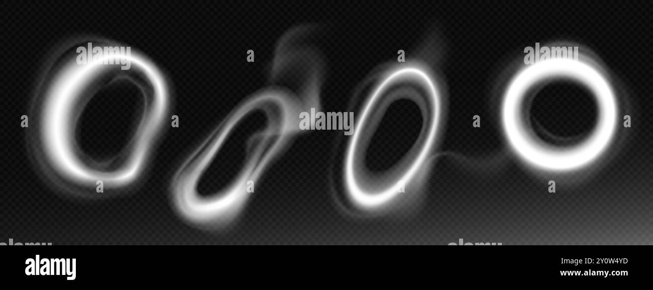 Smoke cloud ring on dark transparent background. Realistic 3d vector ...