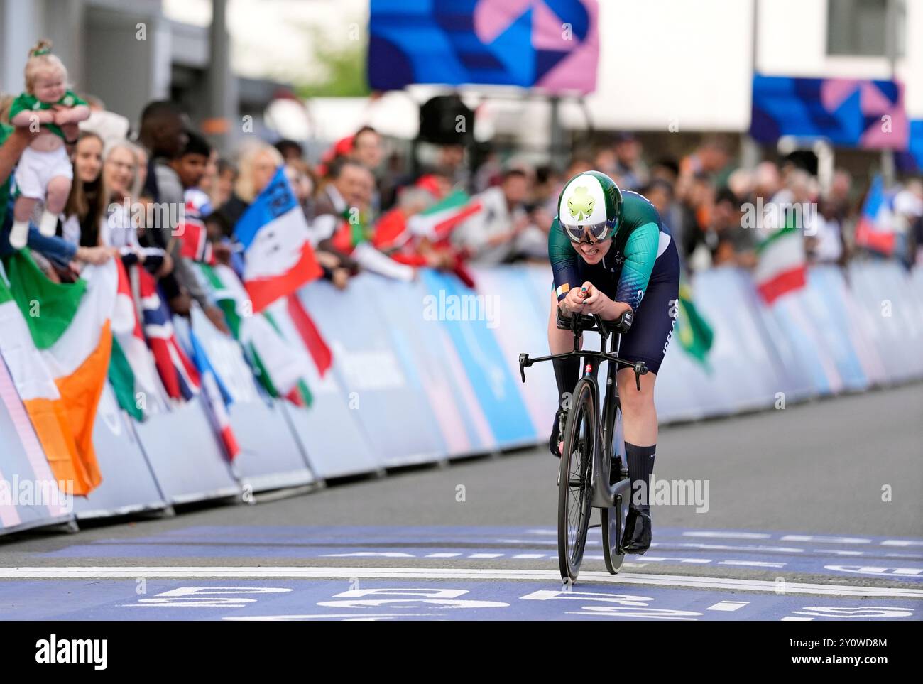 Ireland's Richael Timothy crosses the finish line during the Women's C1 ...