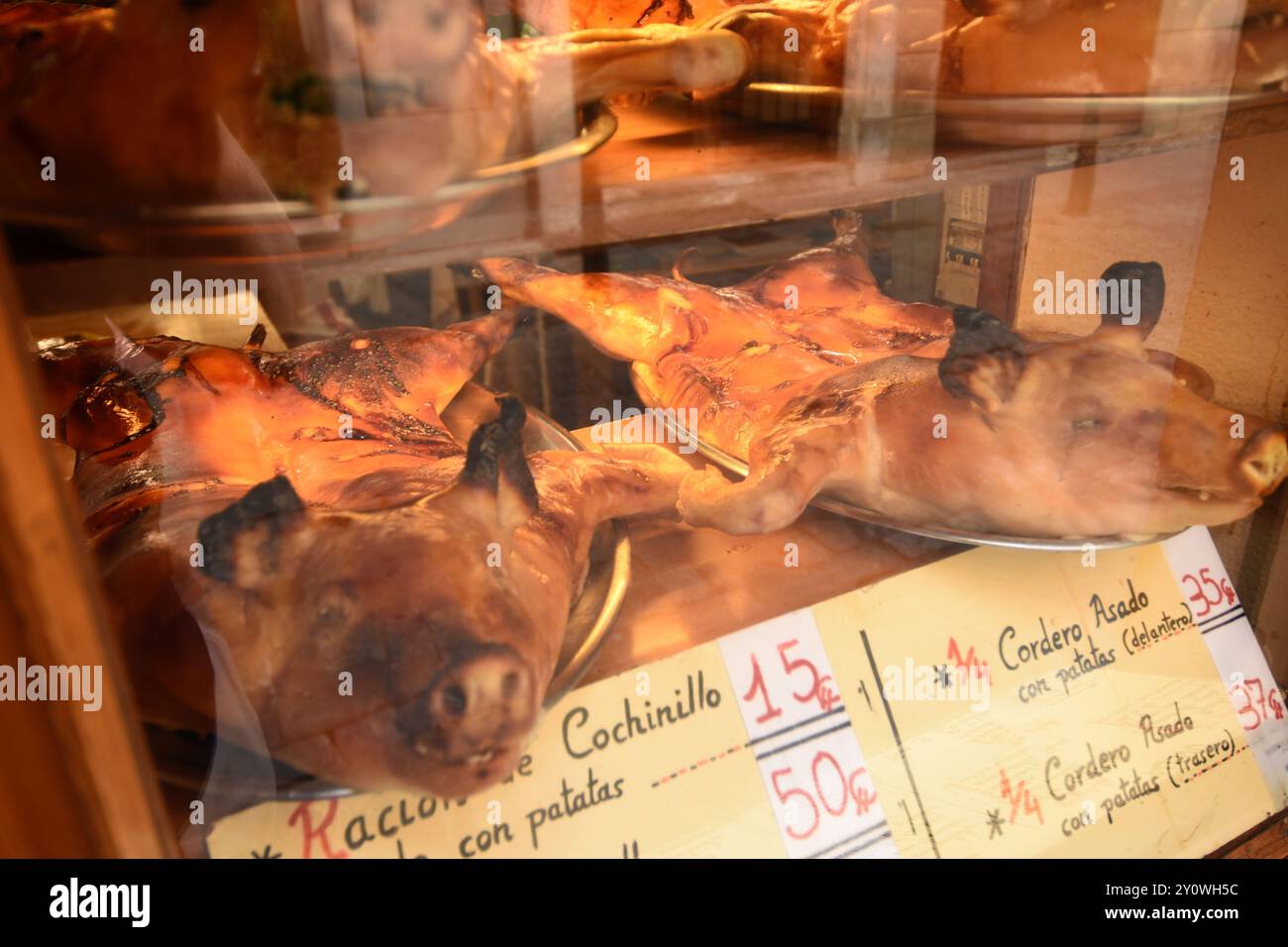 Cochinillo (little pig) roast showcase Segovia, Castilla-Leon,Spain ...