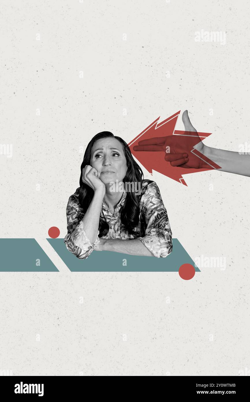 Vertical poster collage mature businesswoman director boss employee ...