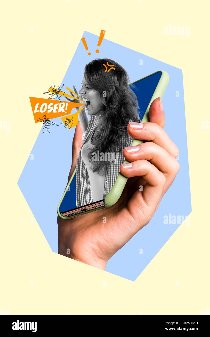 Trend artwork composite sketch photo collage of huge hand appear hold ...