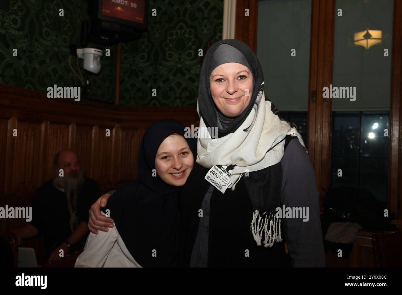 Lauren Booth and her daughter, both converted to Islam, giving a talk ...