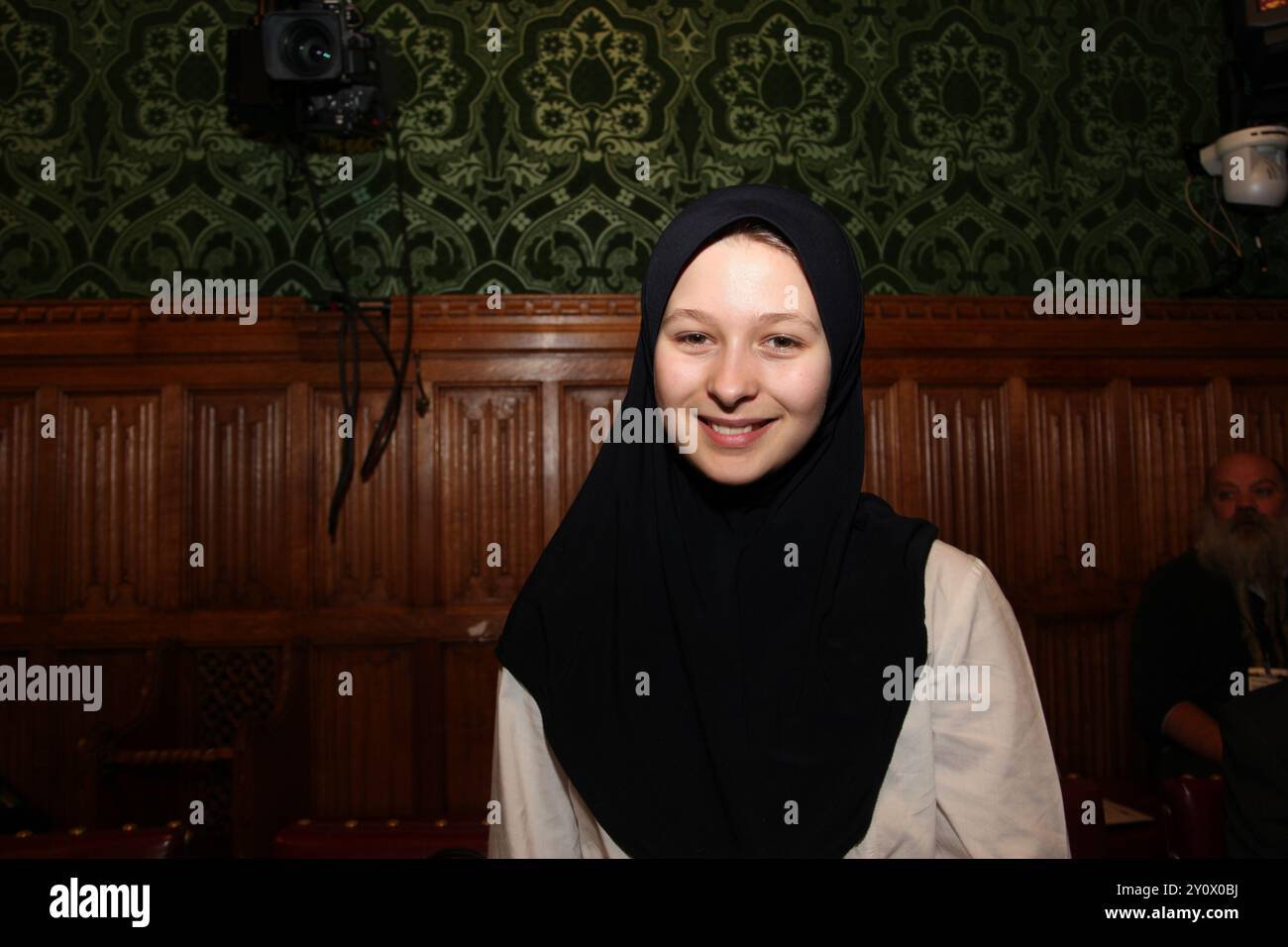 Lauren Booth and her daughter, both converted to Islam, giving a talk ...