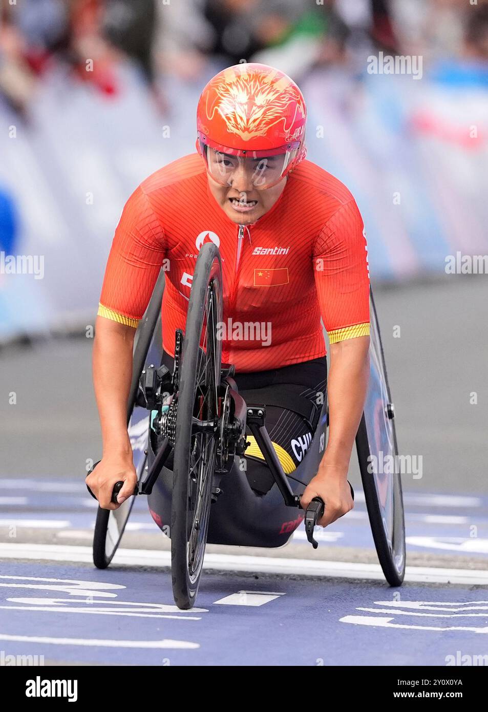 China's Bianbian Sun during the Women's H4-5 Individual Time Trial in Clichy-sous-bois on day ...