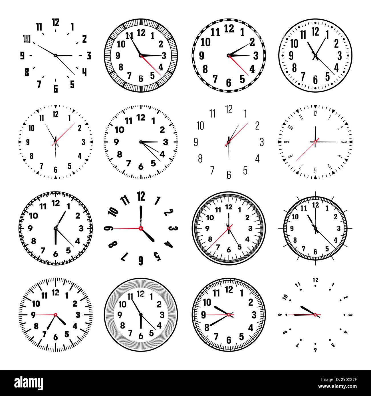 Mechanical clock faces with hands, bezel. Watch dial with minute, hour ...