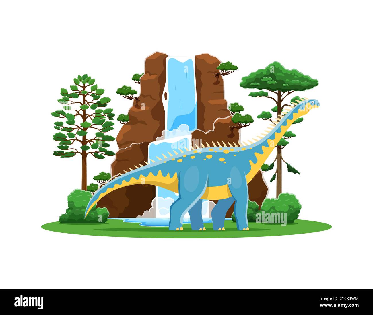 Barapasaurus prehistoric cartoon dinosaur. Vector colorful dino ...