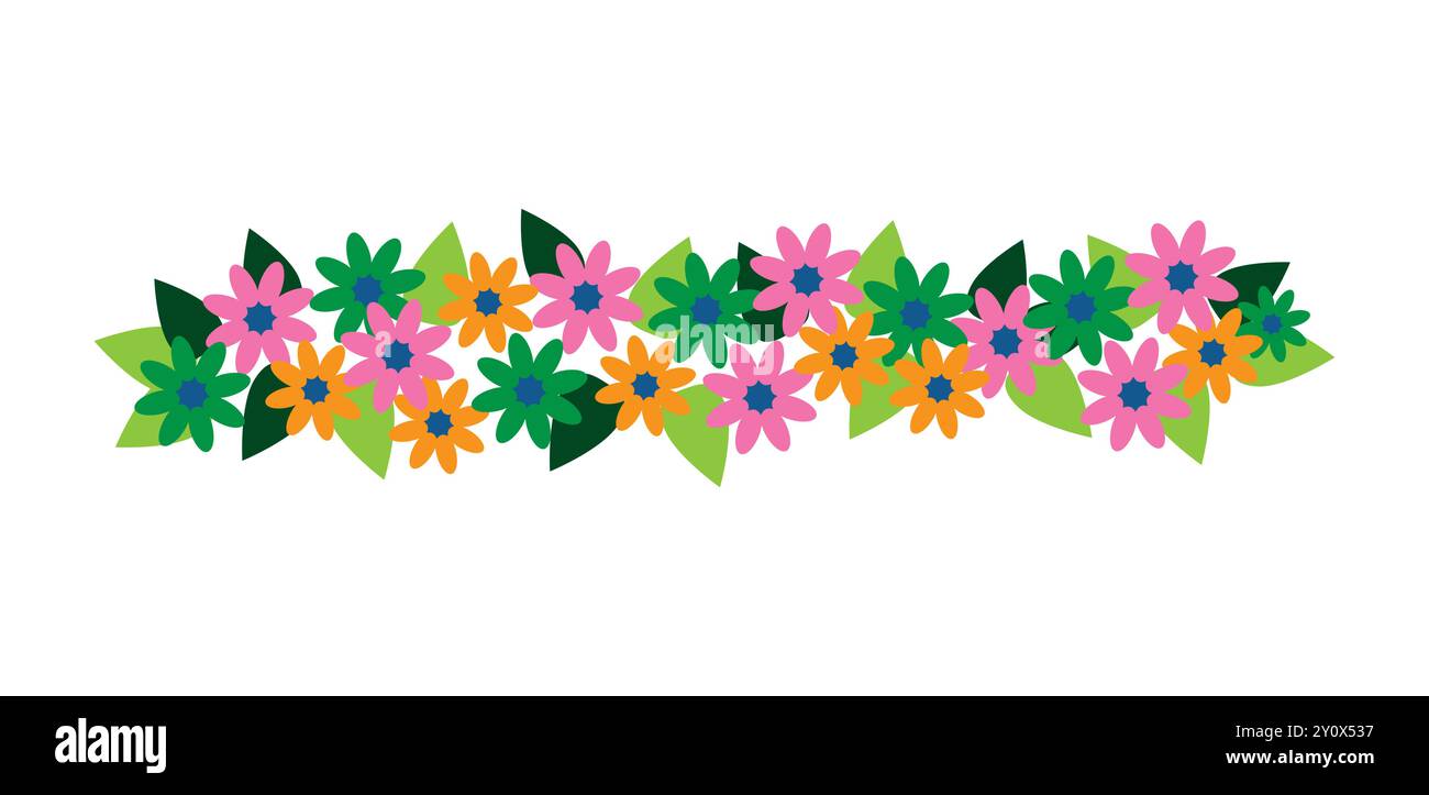 Colorful Decorative Flower And Leaves Divider Stock Vector Image & Art ...