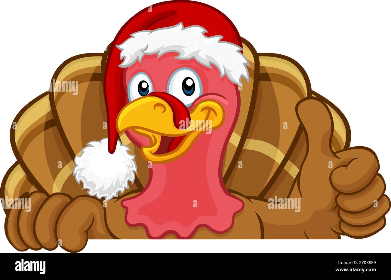 Turkey In Santa Hat Christmas Thanksgiving Cartoon Stock Vector Image ...