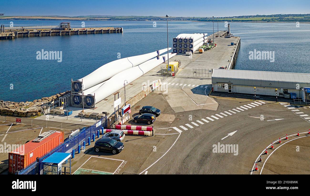 Scrabster Harbour Caithness Scotland very large wind turbine rotor ...