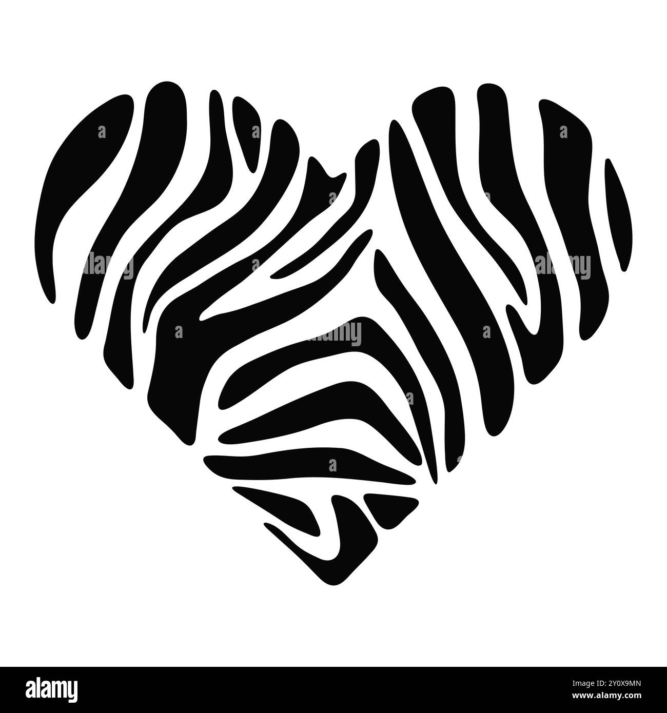 heart-shaped pattern with black and white zebra stripes Stock Vector ...