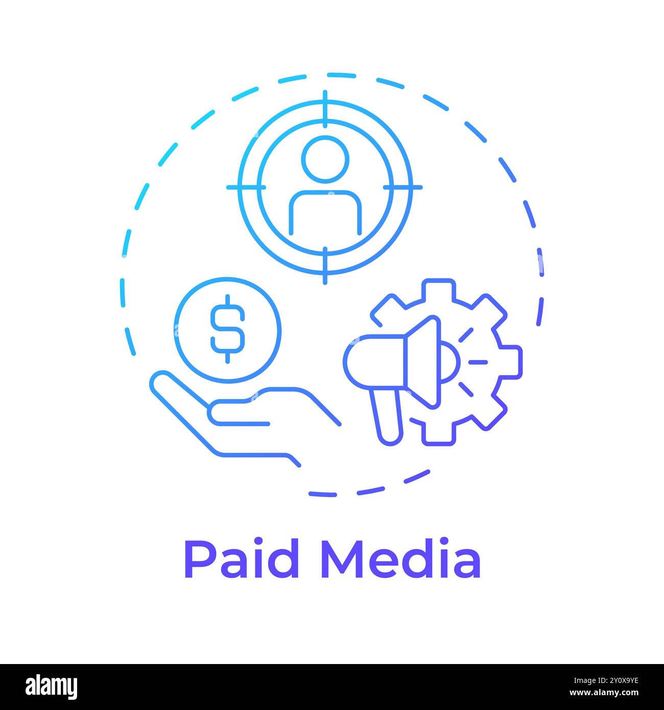Paid media blue gradient concept icon Stock Vector Image & Art - Alamy