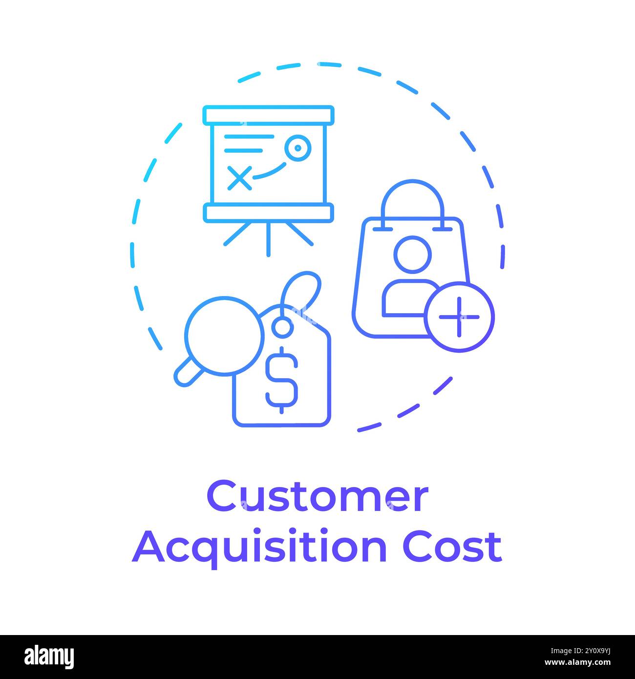Customer acquisition cost blue gradient concept icon Stock Vector Image ...