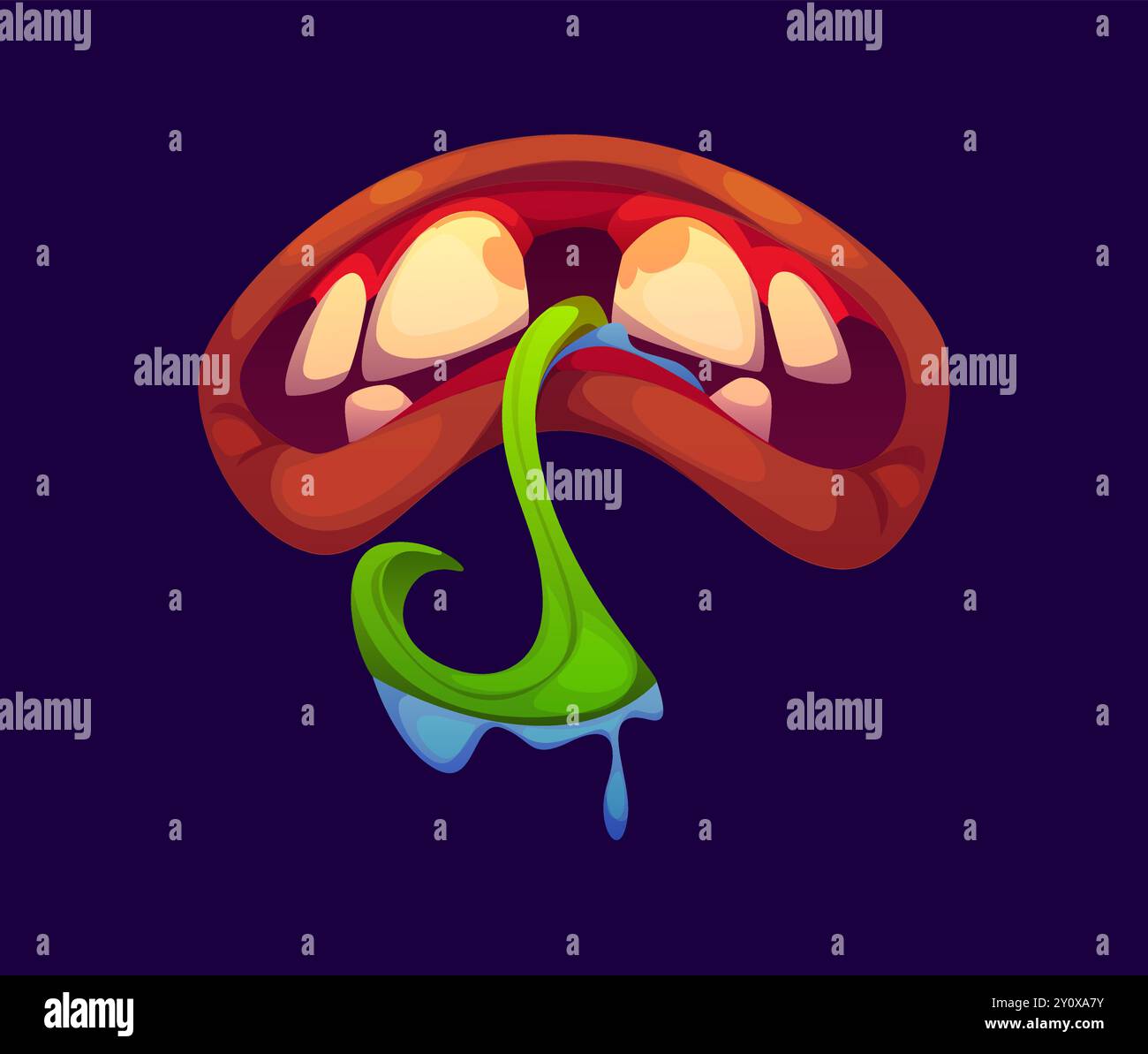 Halloween monster mouth with drool jaws and saliva tongue. Cartoon ...