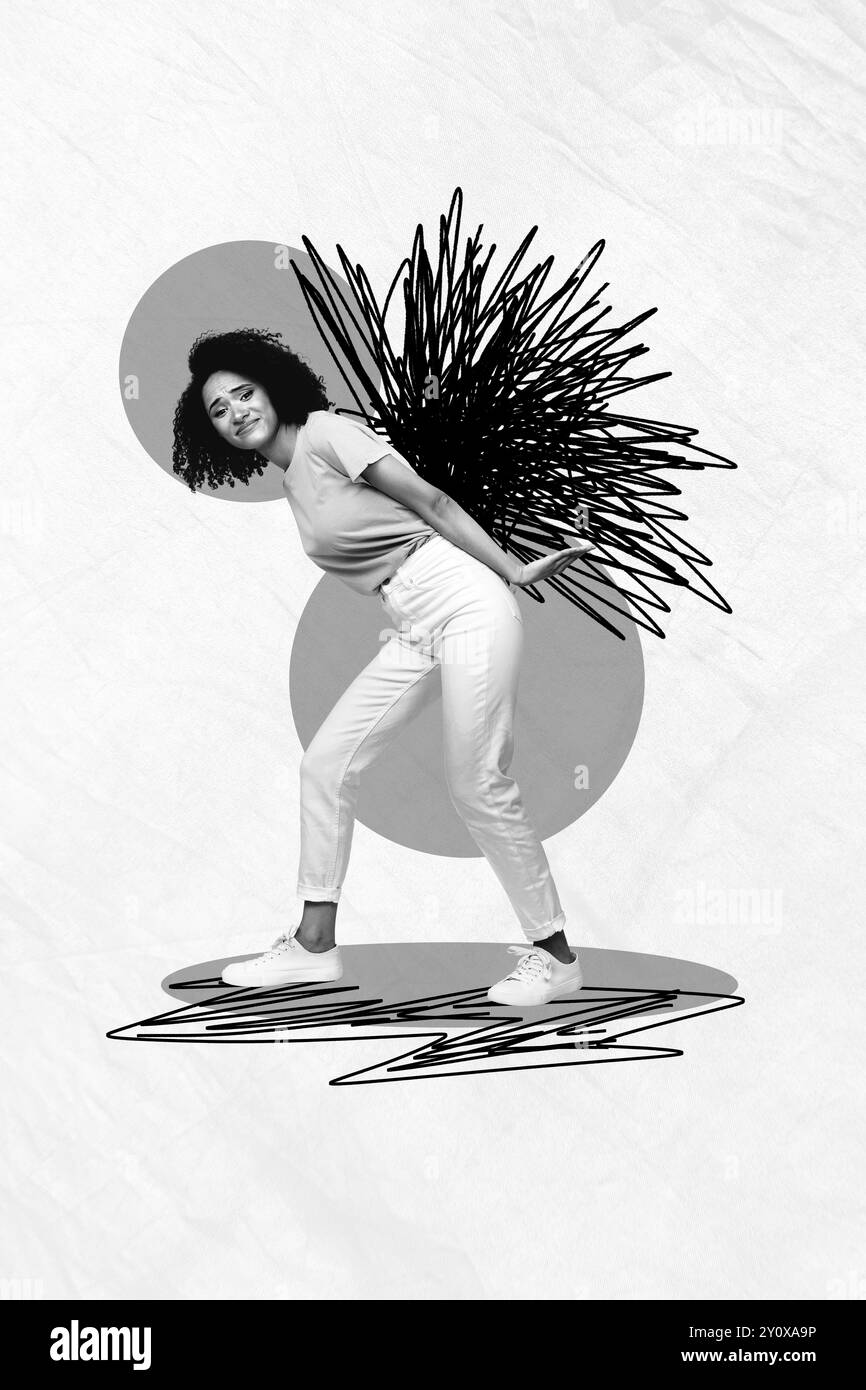 Composite trend artwork sketch image photo collage of monochrome ...