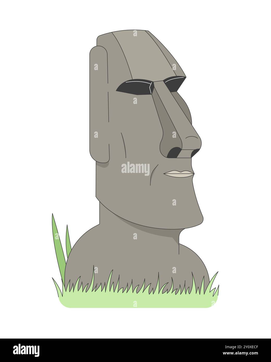 Easter island Moai statue 2D linear cartoon object Stock Vector Image ...