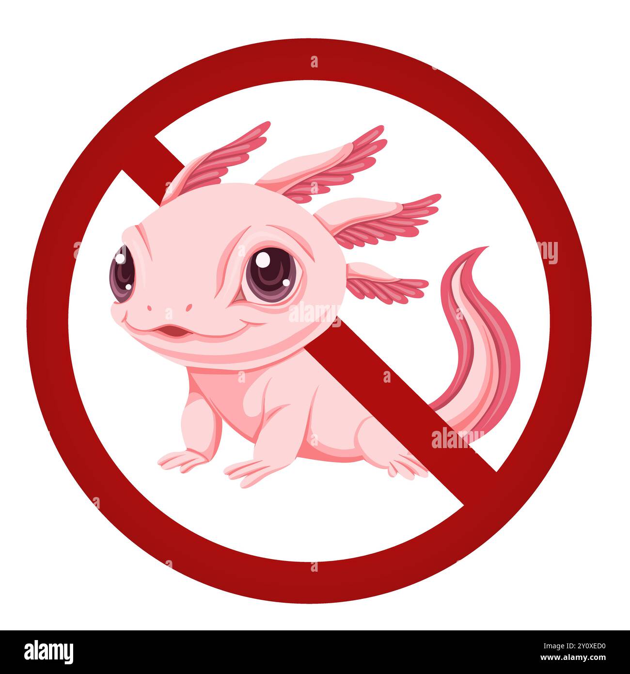 Vector prohibition sign with axolotl. Danger of bite. Do not touch ...