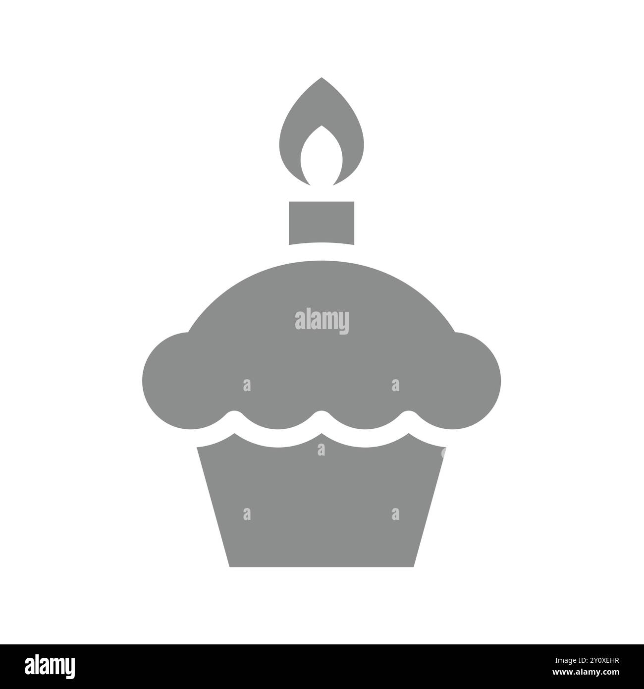 Birthday cupcake vector icon. Muffin with candle or cake symbol Stock ...
