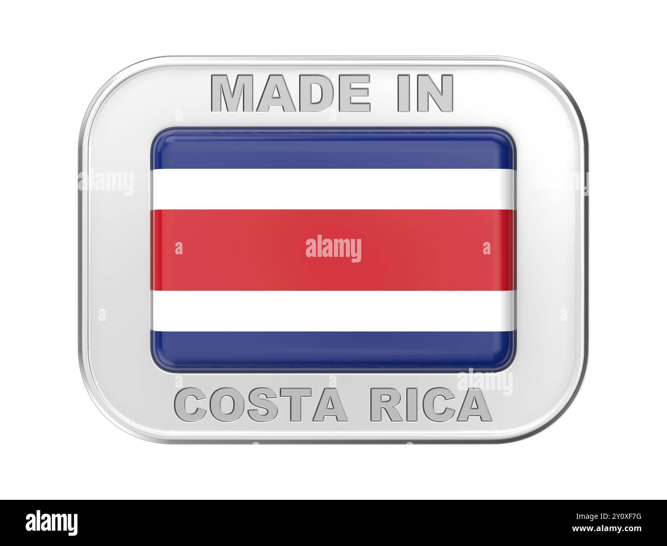 Made in Costa Rica, silver badge with the national flag of Costa Rica ...