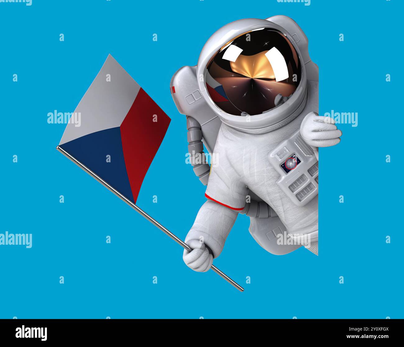 Fun 3D cartoon astronaut with a czech flag Stock Photo - Alamy