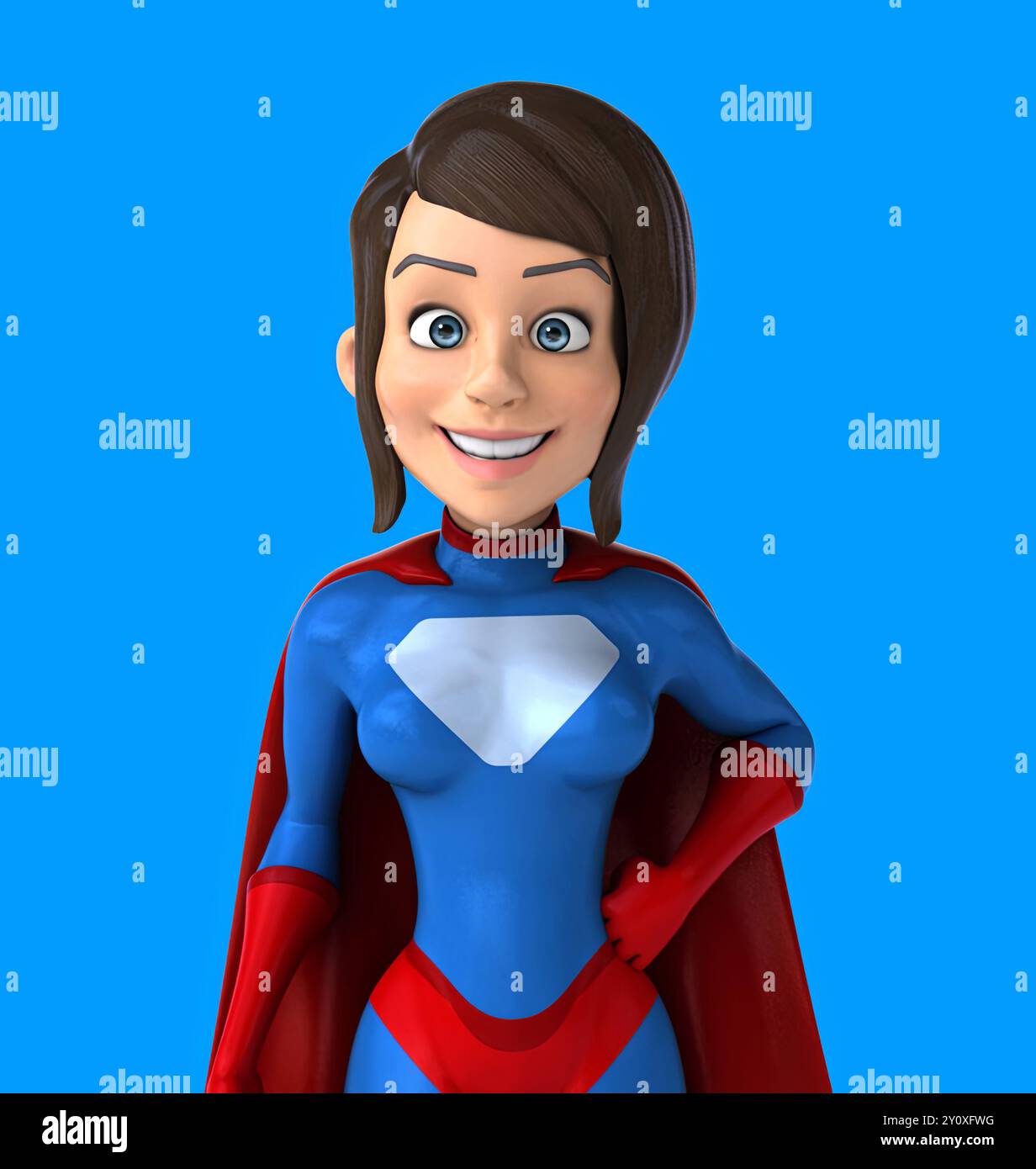 Fun 3D cartoon superwoman saying hi Stock Photo - Alamy