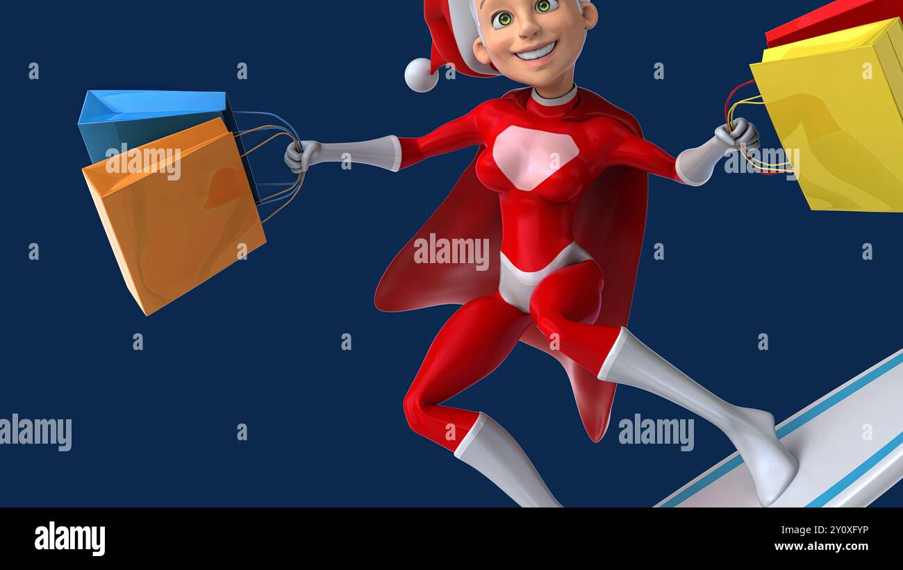 Fun 3D cartoon super Santa Claus Stock Photo - Alamy