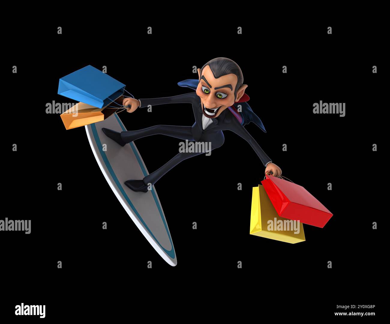 Fun 3D cartoon vampire surfing and shopping Stock Photo - Alamy