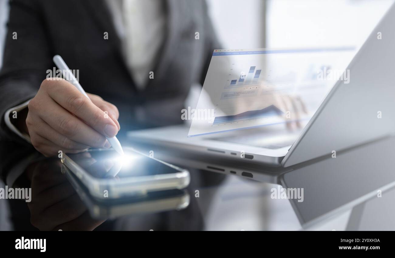 Business Communication Using Mobile and Laptop Stock Photo - Alamy
