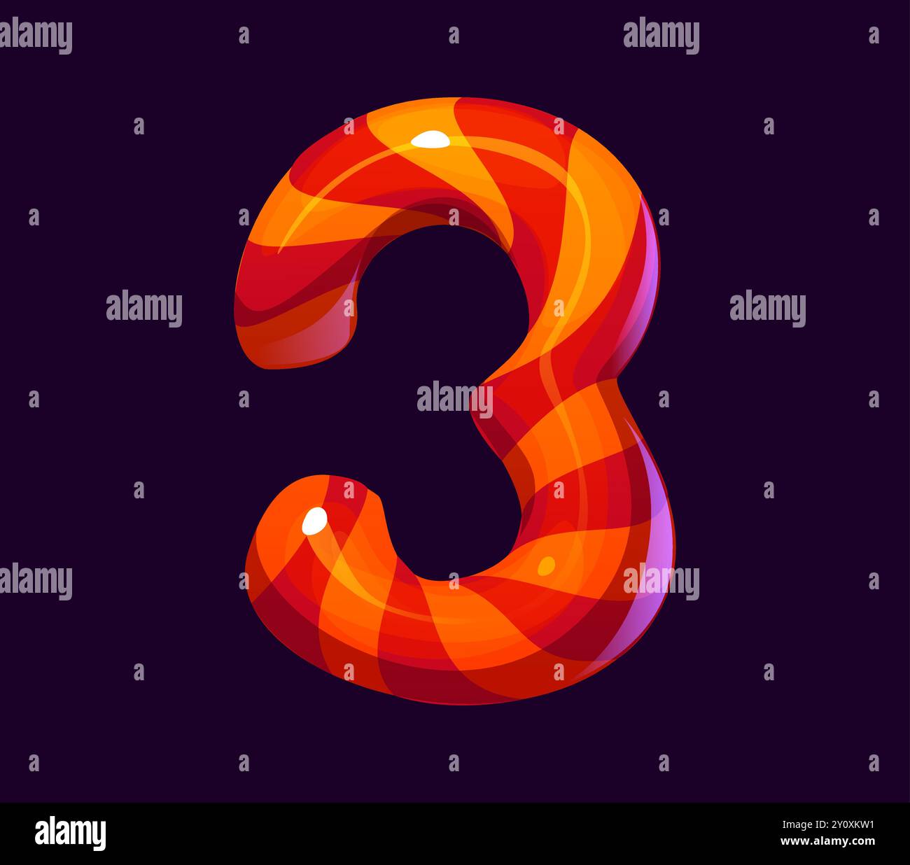 Number three Halloween font, cartoon evil type, funny scary typeface ...