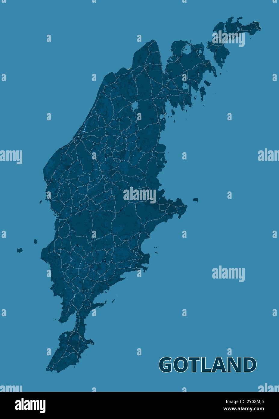 Gotland Island, Sweden artistic blueprint poster map Stock Vector Image ...