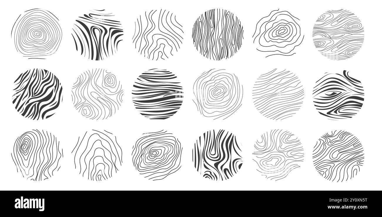 Wood texture material doodle hand drawn line. Tree trunk geometric ...