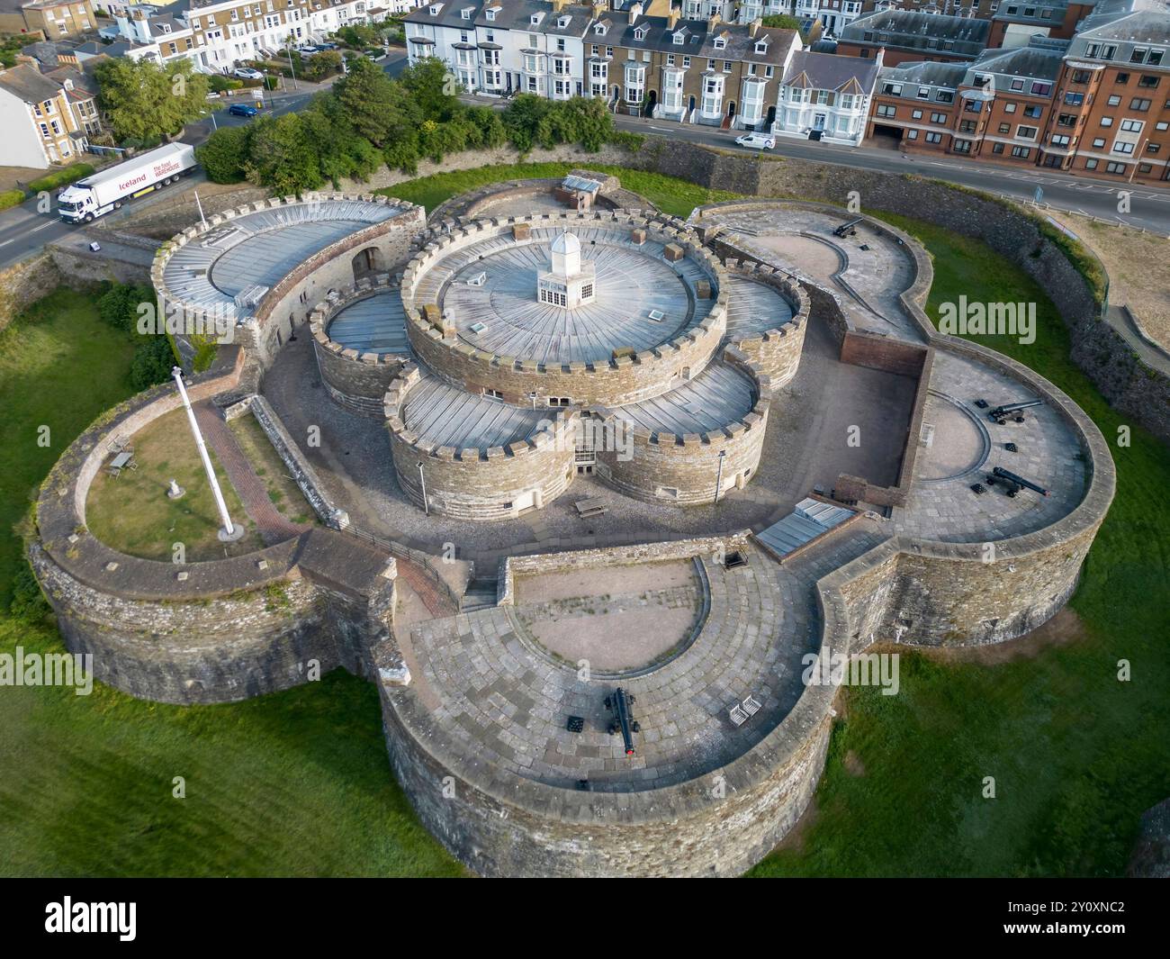 aerial view of deal castle build by henry VIII around 1540 on the kent ...