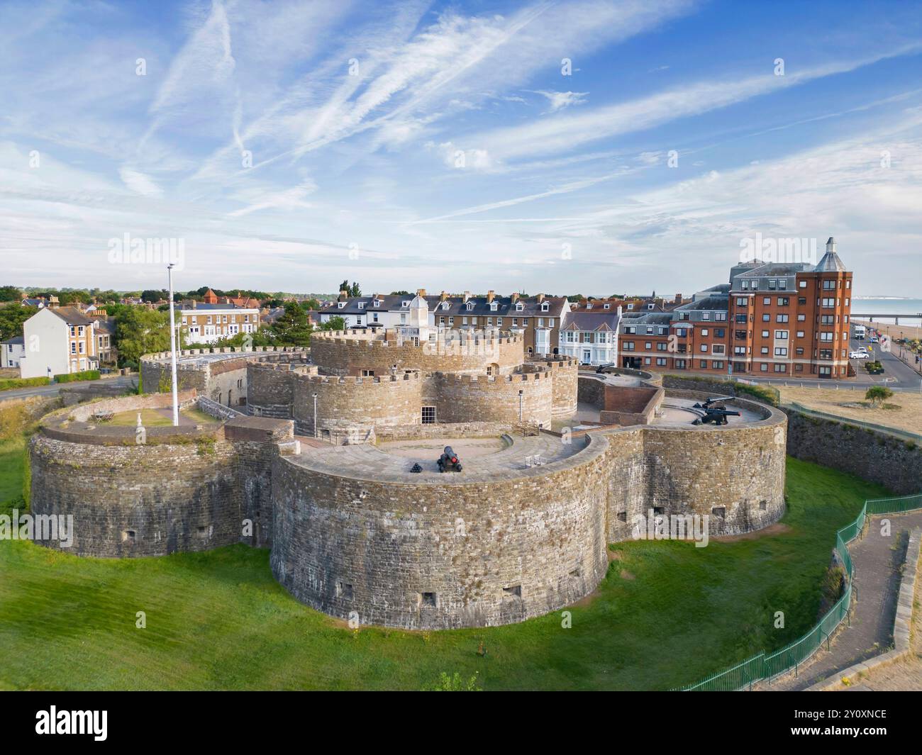 aerial view of deal castle build by henry VIII around 1540 on the kent ...