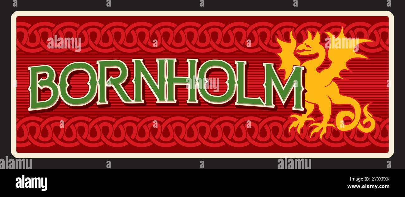 Bornholm island, territory of Denmark, Danish area souvenir plaque ...