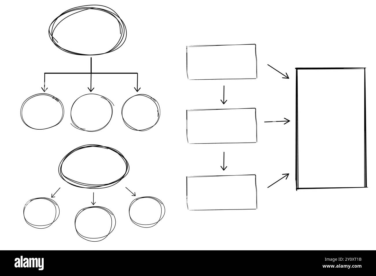Mind map infographic diagram doodle line free hand drawing. Idea scheme ...