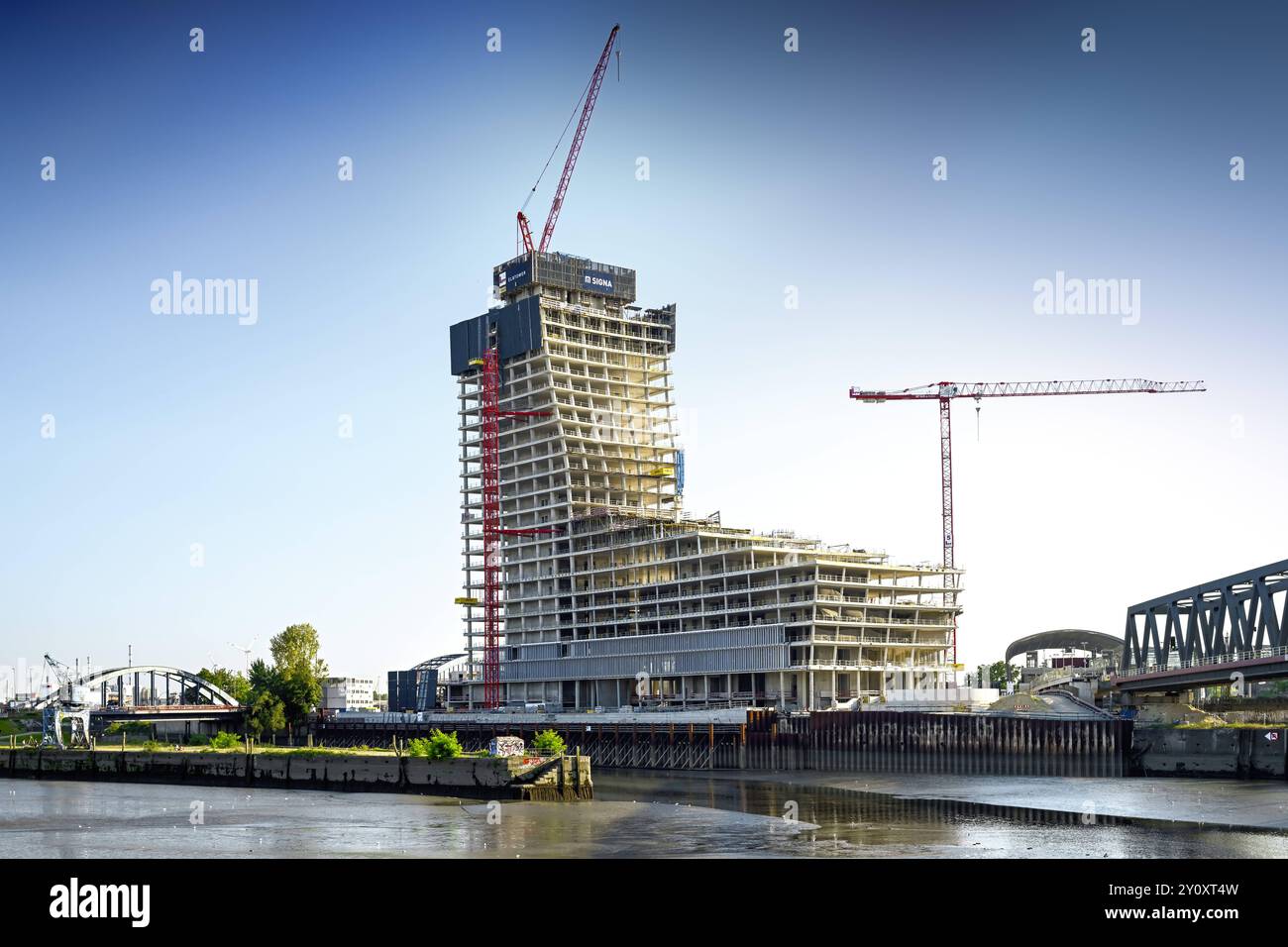 Bauprojekt Elbtower, Baustelle in der Hafencity in Hamburg, Deutschland ...