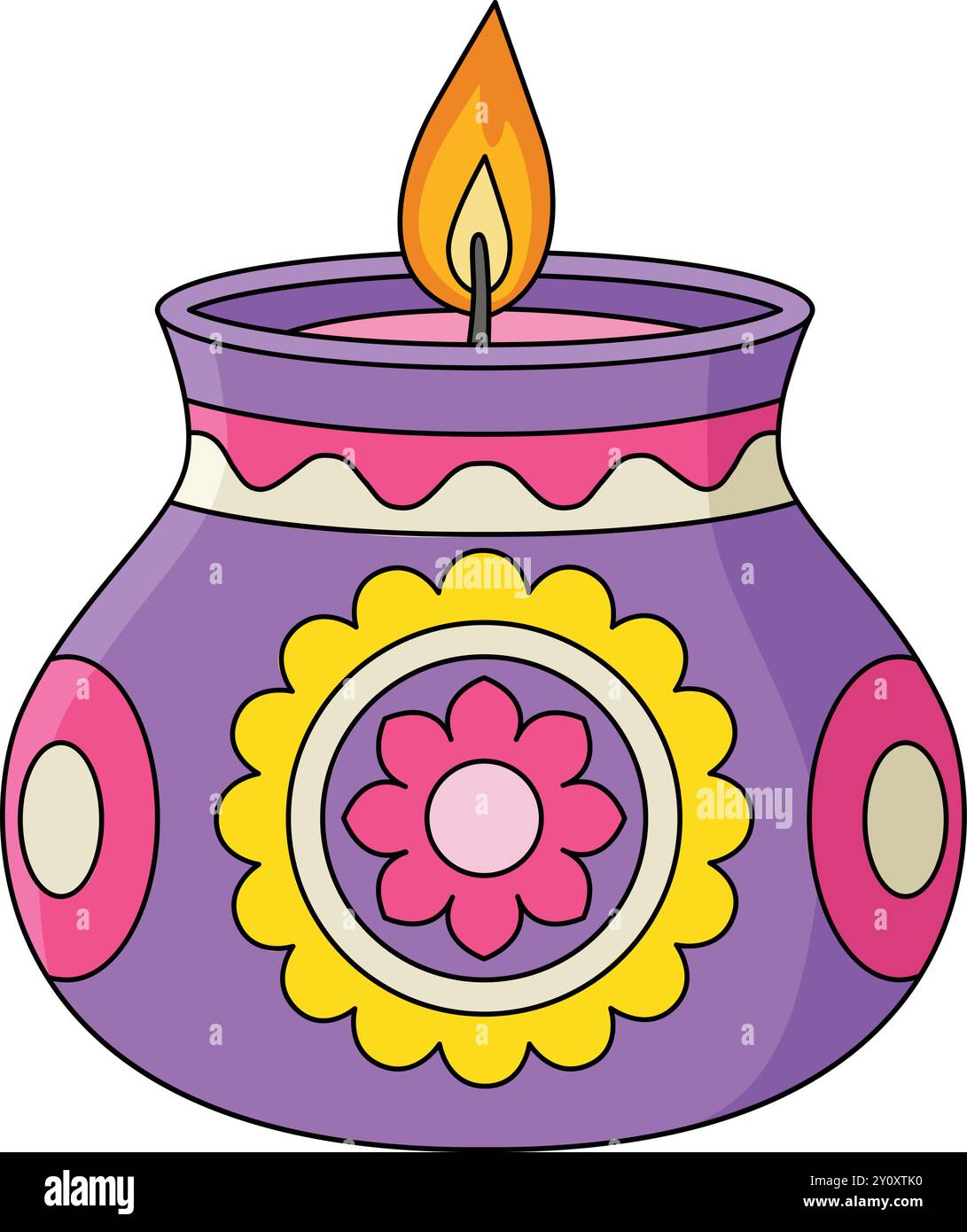 Diwali Candle Cartoon Colored Clipart Illustration Stock Vector Image ...