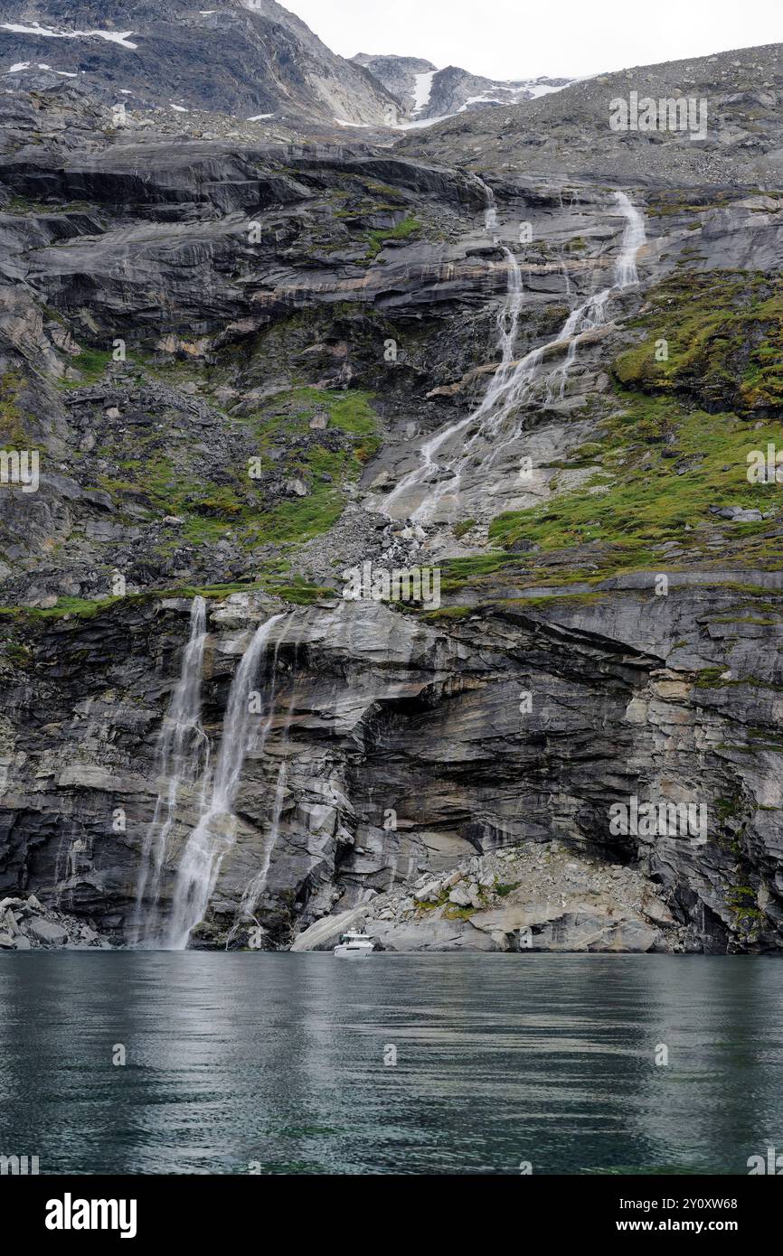 Latge waterfall from glacial melt, near nuuk, Greenland Stock Photo - Alamy