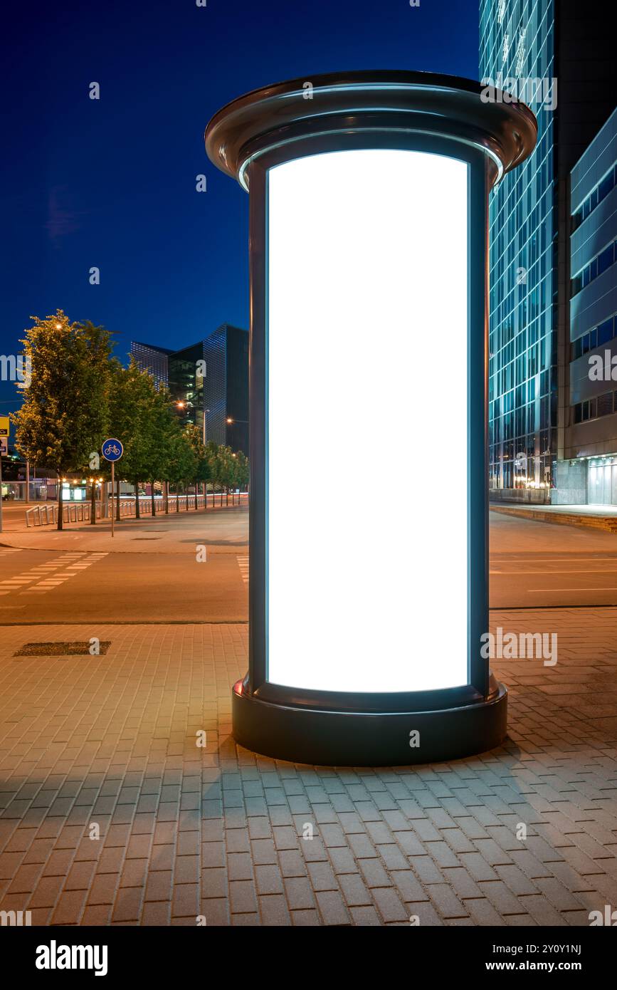 Outdoor Advertising Poster Column Mockup. Round Classic Style Billboard ...