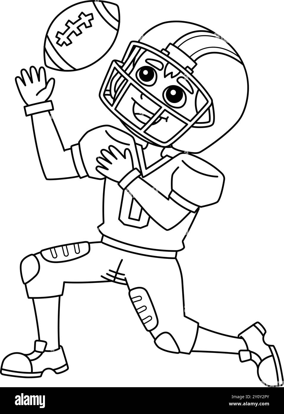 American Football Touchdown Pass Isolated Coloring Stock Vector Image ...