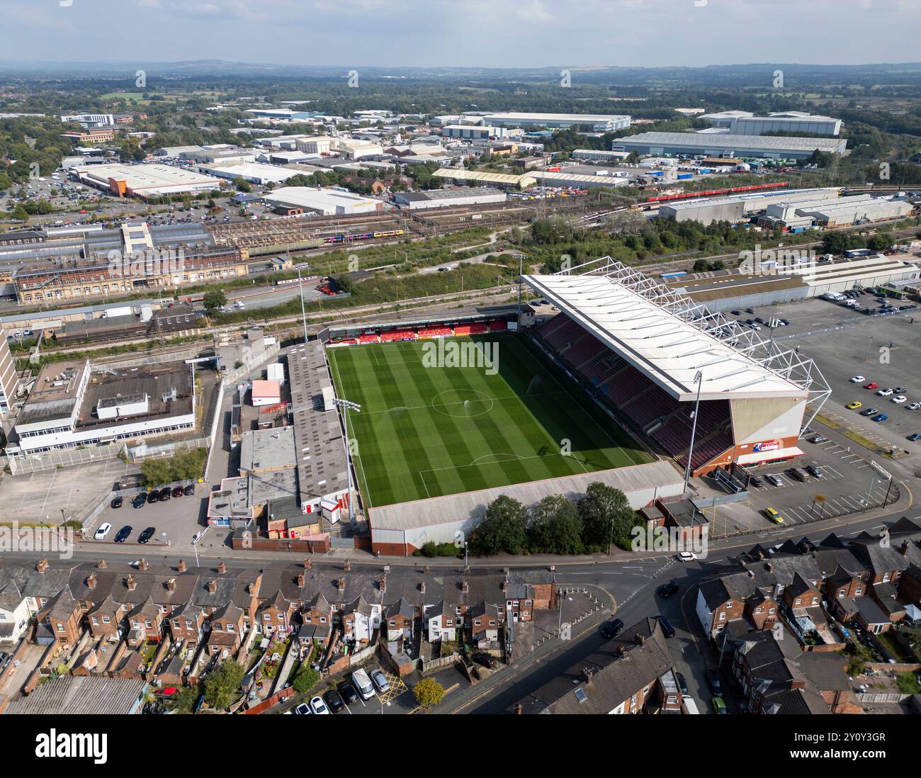 Crewe Alexandra football stadium, Gresty Road aerial view Stock Photo ...