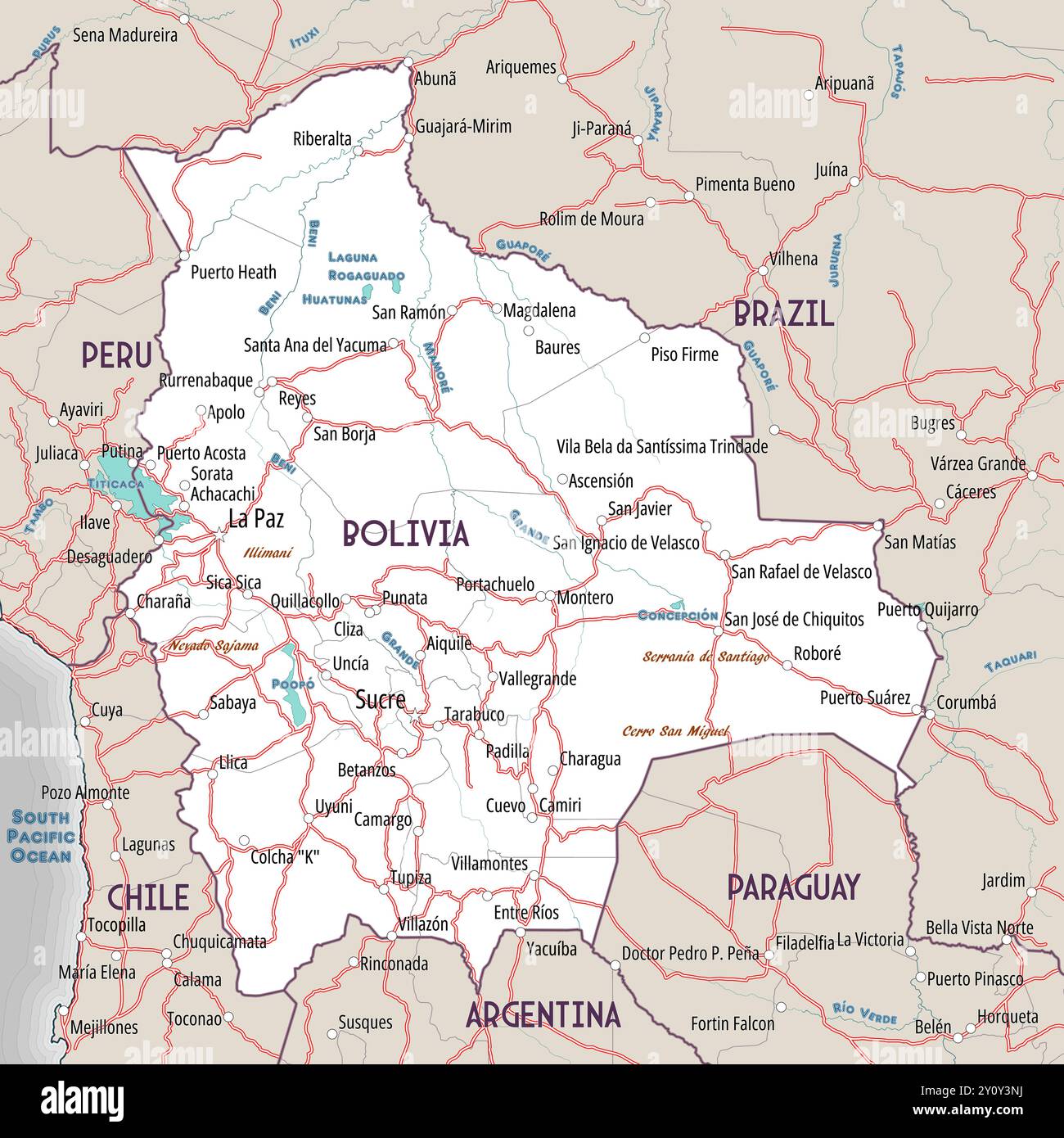 Simple outline map of Bolivia coloring page Stock Vector Image & Art ...