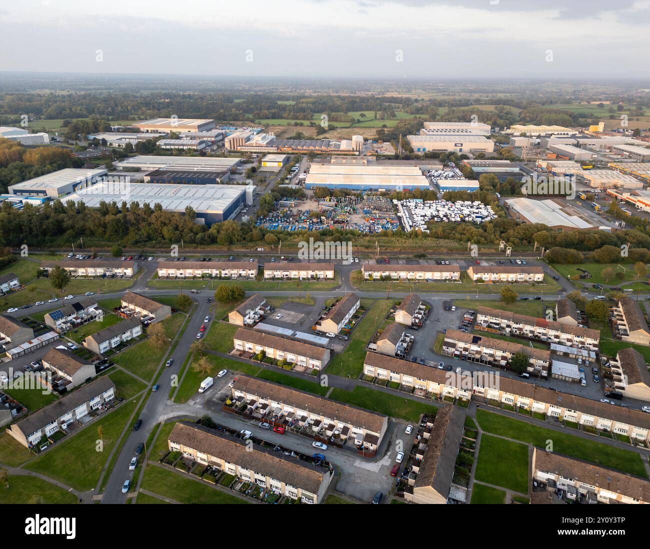 Winsford industrial estate and housing estate, Cheshire, England Stock ...