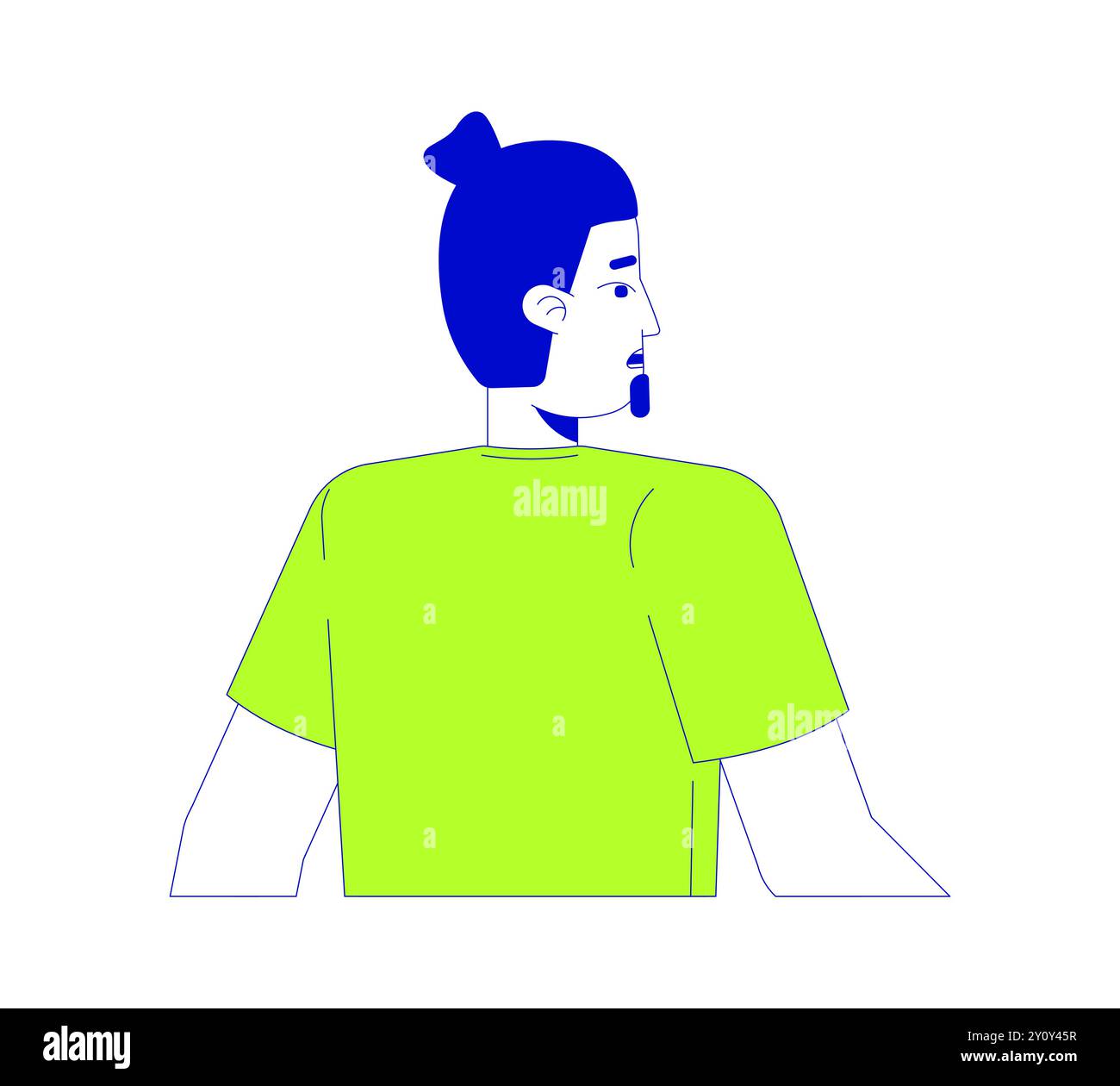 Confused caucasian man rear view 2D linear cartoon character Stock ...