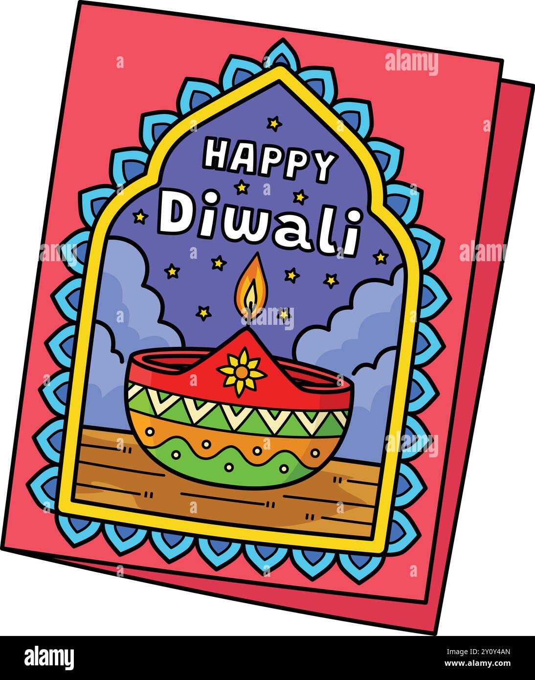 Diwali Greeting Cards Cartoon Colored Clipart Stock Vector Image & Art ...
