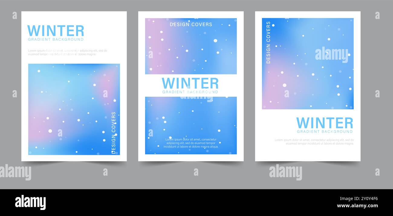 Gradient Pastel Winter Background. Iridescent aura posters. Set of ...